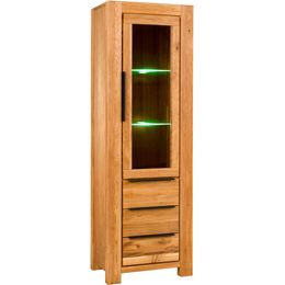 Vitrine Home Affaire, B:65cm H:199cm T:45cm, braun, FSC-zertifizierter Holzwerkstoff, Furnier, Glas, Massivholz, Wohnzimmer, Schr&auml;nke, schwarze