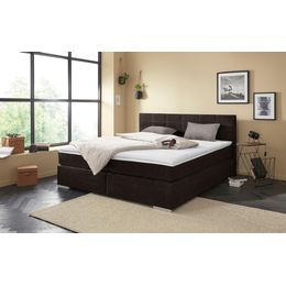 Boxspringbett COTTA, L:209cm, braun, Polyester, Komplettbetten, "Simba erh&auml;ltlich in verschiedenen Breiten, Farben und H&auml;rtegraden", Bezugsstoff: