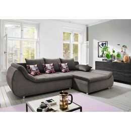 Ecksofa Home Affaire, B:270cm H:90cm T:170cm, schwarz, 100% Polyester, Wohnzimmer, Sofas, "Imola elegant, Breite 270cm, moderne Sitzsteppung, bequem,