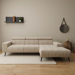 Ecksofa DOMO collection, B:287cm H:79cm T:175cm, beige, 100% Polyester, Wohnzimmer, Sofas, "Trento L-Form, mit Kufenfu&szlig; oder Einzelfu&szlig;", whlw.