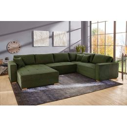 Jockenh&ouml;fer Wohnlandschaft, B:379cm H:86cm T:94cm, gr&uuml;n, JOCKENH&Ouml;FER GRUPPE, Microfaser (92% Polyester, 8% Nylon);Zierkissen (100% Baumwolle), Sofas, "Brixen