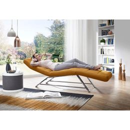 Relaxliege W.Schillig, B:75cm H:91cm T:170cm, gelb, Longlife Xtra-Leder Z59: Glattleder mit modischer Pr&auml;gung. Hautst&auml;rke 0, 9 - 1, 1 mm;Longlife
