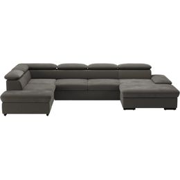 Sit & More Wohnlandschaft SIT & MORE, B:349cm H:73cm T:226cm, grau, 100% Polyester, Sofas, "Alcudia U-Form", wahlweise mit Schlaffunktion