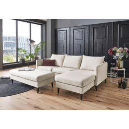 Ecksofa OTTO HOME, B:227cm H:79cm, beige, Wohnzimmer, Sofas, "Rekvik L-Form", mit Wellenunterfederung, Ottomane beidseitig montierbar