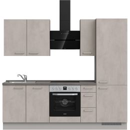 K&uuml;chenzeile Nobilia, B:240,3cm H:216,6cm T:60cm, grau, Komplettk&uuml;chen-Sets, ""Riva II", NEU: individuell anpassbar mit gratis Profi-Beratung",