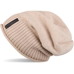 styleBREAKER Damen Strickm&uuml;tze "Feinstrick Beanie mit Teddyfleece", beige, Modisch, 100% Viskose CV., M&uuml;tzen