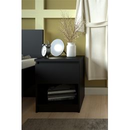 Nachttisch Home Affaire, B:40,4cm H:49,5cm T:40cm, schwarz, Schlafzimmer, Tische, "Naia, Nachtkommode, Nachtschrank, Beistelltisch", mit 1 Schublade,