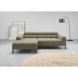 Ecksofa Home Affaire, B:223cm H:71cm T:179cm, beige, 100% Polyester, Wohnzimmer, Sofas, "Claya, 223 cm breit, L-Form, Kopfteilverstellung", Moderne