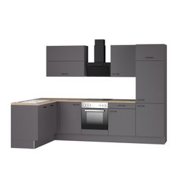 Winkelk&uuml;che KOCHSTATION, H:211,8cm T:60cm, grau, Komplettk&uuml;chen-Sets, "KS-Paula, Stellma&szlig;e rechts B/T 295/175 cm, links B/T 175/295 cm", Wahlweise