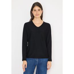 Cecil Damen Strickpullover, schwarz, Gr. XS, unifarben, Web, 59% Baumwolle, 40% Viskose, 1% metallisierte Fasern, Pullover, aus softem Materialmix