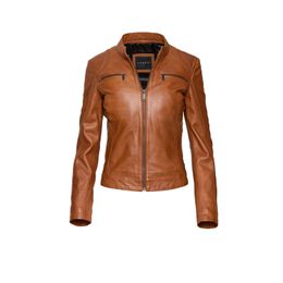 Bugatti Damen Lederjacke "BULady-110", braun, Gr. 46, uni, Obermaterial: 100% Lammleder LEL. Futter: 100% Polyester PES. 100% Polyester PES., Jacken,