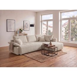 Ecksofa Collection AB, B:213cm H:41cm T:166cm, beige, 100%Polyester, Wohnzimmer, Sofas, "Funtastic L-Form, B: 213 cm, Schlaffunktion, Bettkasten,