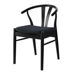 Stuhl, B:53cm H:75cm T:54cm, schwarz, HAMMEL FURNITURE, Massivholz, Stoff, Esszimmer, St&uuml;hle, "Frida, Massivholz mit gepolsterter Sitzfl&auml;che - hoher