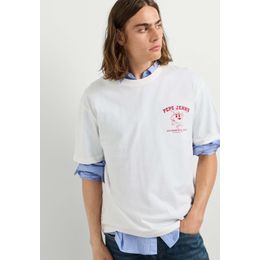 Pepe Jeans Herren Print-Shirt "print t-shirt COFFEET TEE", wei&szlig;, Gr. L, 100% Baumwolle, Shirts