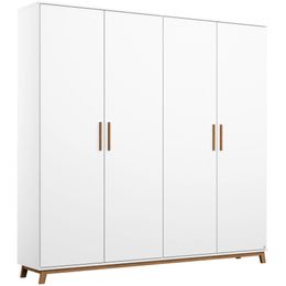 Dreht&uuml;renschrank Rauch, B:181cm H:203cm T:53cm, wei&szlig;, Holzwerkstoff, Massivholz, Schr&auml;nke, "Kleiderschrank Schrank Garderobe W&auml;scheschrank