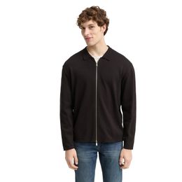Herren Strickpullovernight watch schwarz, Gr. XL, Tom Tailor Denim, unifarben, Strick, Obermaterial: 100% Baumwolle, Pullover, mit Rei&szlig;verschluss