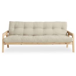 Schlafsofa Karup Design, B:204cm H:40cm T:90cm, beige, Jugendzimmer, Sofas, "Grab, inkl. Futonmatratze - aus massivem Kieferholz, 130x190 cm", Mit