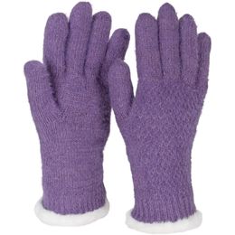 styleBREAKER Damen Strickhandschuhe "Strickhandschuhe mit Reiskornmuster und Fleece", lila, Modisch, Handschuhe