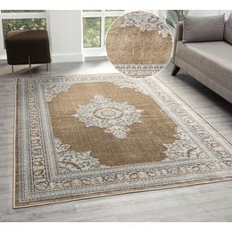 Teppich OTTO HOME, B:160cm H:9mm L:230cm, braun, Kunstfaser, Wohnzimmer, Teppiche, "Banli, Vintage-Look, Orient-Optik", dezenter Glanz,