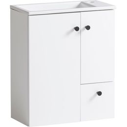 Waschtisch Welltime, B:50cm H:60cm T:25cm, wei&szlig;, Badezimmer, Waschtische, "Lugo, Waschtisch, melaminharzbeschichtet, Made in Germany, B: 50 cm",