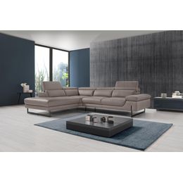 Ecksofa Egoitaliano, B:284cm H:95cm T:108cm, grau, Luxus-Microfaser (100% Polyester) Leder &raquo;BULL&laquo; (echtes Rindsleder). Geschliffenes, pigmentiertes