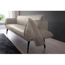 K+w Komfort & Wohnen Essbank, B:218cm H:91cm T:66cm, grau, K+W KOMFORT & WOHNEN, Cloud: Nappaleder pigmentiert, Glattleder, 0, 9/1, 1mm, elegantes Leder mit Wolkung und