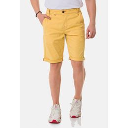Cipo & Baxx CIPO & BAXX Herren Stoffhose "Shorts", gelb, Gr. 33, unifarben, 97% Baumwolle, 3% Elasthan, Hosen, im unifarbenen Look