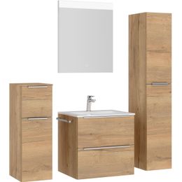 Badm&ouml;bel-Set Nobilia, B:140cm H:169cm T:48,7cm, braun, Kastenm&ouml;bel-Sets, "Levere", inkl. Spiegel mit Touch-Sensor, in vier Breiten