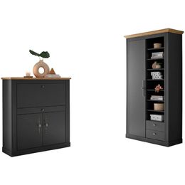 B&uuml;rom&ouml;bel-Set OTTO HOME, schwarz, Holzwerkstoff, Arbeitsm&ouml;bel-Sets, "Westminster, wohnliches Home-Office, B&uuml;ro in zwei Farben verf&uuml;gbar", enth&auml;lt