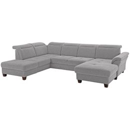 Wohnlandschaft OTTO HOME, B:342cm H:104cm T:235cm, silber, Struktur (100% Polyester);Luxus-Microfaser Lederoptik (100% Polyester);Luxus-Microfaser