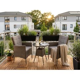 Garten-Essgruppe Konifera, braun, Polyrattan, Sitzm&ouml;bel-Sets, "Balkonset "Mailand"", Polyrattan, Tischplatte aus Sicherheitsglas, verzinkter Stahl
