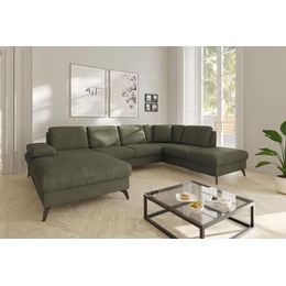 Sit & More Wohnlandschaft SIT & MORE, B:300cm H:83cm T:202cm, gr&uuml;n, 100% Polyester, Sofas, "Morris Jubi U-Form, B: 300 cm", mit Armteilfunktion & 1 Zierkissen,