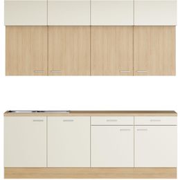 K&uuml;chenzeile KOCHSTATION, B:240cm H:247cm T:60cm, beige, Komplettk&uuml;chen-Sets, "KS-Lucy", Breite 240 cm, Soft-Close, inkl. Zubeh&ouml;r, wahlweise mit