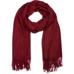 styleBREAKER Damen Schal "Weicher Schal Uni mit Fransen", rot, Modisch, Obermaterial: 100% Viskose CV., Modet&uuml;cher
