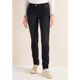 Cecil Damen Slim-fit-Jeans, schwarz, Gr. 36, unifarben, Jeans, 73% Baumwolle, 25% Polyester, 2% Elasthan, Jeans, High Waist
