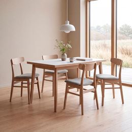 Esstisch, B:120cm H:76cm T:80cm, wei&szlig;, HAMMEL FURNITURE, Tischplatte: Wei&szlig;es Melamin mit wei&szlig; pigmentierter Eichenkante (Mattlack), Gestell: Eiche