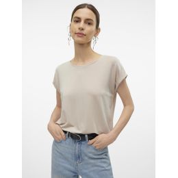 V&eacute;ro Moda VERO MODA Damen T-Shirt "VMAVA PLAIN SS TOP JRS NOOS", beige, Gr. L, unifarben, Jersey, Obermaterial: 95% Lyocell, 5% Elasthan, Shirts, Materialmix,