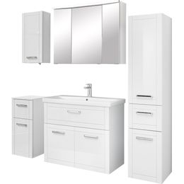 Badm&ouml;bel-Set SAPHIR, B:160cm H:200cm T:45cm, wei&szlig;, Spanplatte, Kastenm&ouml;bel-Sets, "Serie 3007,6-teilig, mit T&uuml;rd&auml;mpfer", Badezimmer-Set mit