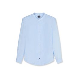 OLYMP Herren Langarmhemd "OLYMP Casual, Regular Fit, Stehkragen", blau, Gr. XS, 100% Leinen, Hemden