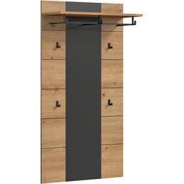 Garderobenpaneel Home Affaire, B:80cm H:141cm T:29cm, braun, Holzwerkstoff, Garderobenpaneele, "REHAT, TOPSELLER, H&ouml;he 145 cm, Hutablage, 4 Haken,