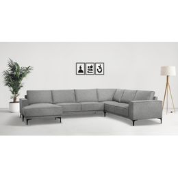 Wohnlandschaft OTTO HOME, B:342cm H:85cm T:260cm, grau, 100% Polyester, Sofas, "OLAND Flachgewebe U-Form, XXL, B: 342 cm, Skandi-Design",