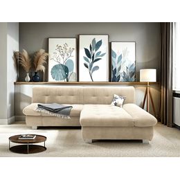 Ecksofa DOMO collection, B:234cm H:80cm T:157cm, beige, 100% Polyester, Wohnzimmer, Sofas, "100031 234x157 cm, kompakt, komfortabel & bequem,