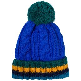 styleBREAKER Jungen Strickm&uuml;tze "Kinder Strick Bommelm&uuml;tze Zopfmuster", blau, Modisch, 6% Nylon NY. 81% Polyacryl PAN. 9% Polyamid PA. 4% Wolle WO.,