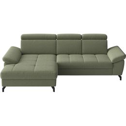 Sit & More Ecksofa SIT & MORE, B:264cm H:84cm T:181cm, gr&uuml;n, 95% Polyester 5% Polyamid, Wohnzimmer, Sofas, "Vanity, L-Form, B: 264 cm", Inkl.Sitz-,Kopf-und