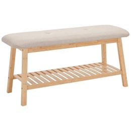 CARRYHOME Schuhbank, Natur, Beige, Textil, Naturmaterialien, 1-Sitzer, 90x44.5x34.5 cm, Garderobe, Schuhaufbewahrung, Schuhregale