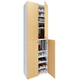 Schuhschrank Vcm, B:70cm T:40cm, braun, Obermaterial: 100% Holz Wood., Flur, Schr&auml;nke, "XL Holz Gro&szlig;er Schuhschrank Schuhkommode Lona 10"