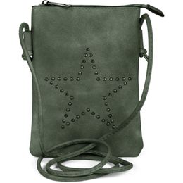 styleBREAKER Damen Mini Bag "Mini Umh&auml;ngetasche mit Nieten Stern", gr&uuml;n, 100% Polyurethan PU. Futter: 100% Polyester PES., unifarben, Taschen