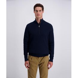 Pierre Cardin Herren Troyer, blau, Gr. M, Strukturmuster, Strick, Obermaterial: 100% Baumwolle, Pullover, mit Strukturmuster