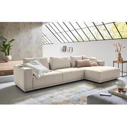 Ecksofa Musterring, B:316cm H:78cm T:166cm, beige, 94% Polyester, 6% Nylon, Wohnzimmer, Sofas, "JustB PM200, Holzrahmen in schwarz, wahlw.