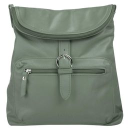 FORTY Damen Cityrucksack, gr&uuml;n, Leder, Rindsleder, leicht gl&auml;nzend, unifarben, Rucks&auml;cke, echt Leder, Made in Italy